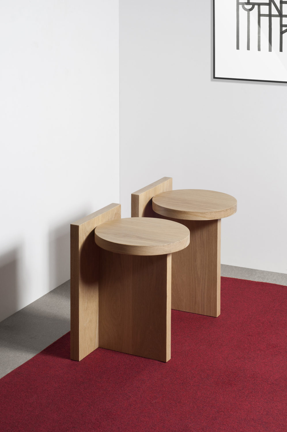 Taco oak - Geometric oak wood stool - GOFI